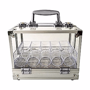 Yuanhe 600 Chip Clear Acrylic Poker Chip Locking Carrier-Includes 6 Chip Racks