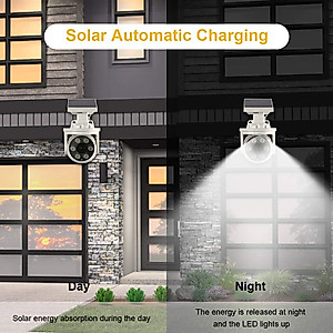 EVERSECU 2400 Lumen 6 LEDs Motion Sensor Solar Flood Lights Outdoor PAN/TILT manually Adjustable Solar Spotlight with Battery Waterproof Wireless Security Dummy/Decoy Camera for Garden Porch Barn