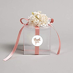 Yipmai Thank You Stickers Roll, 500PCs Round Thank You Stickers for Business with Rose Gold Letters, Decorative Sealing Labels for Greeting Cards, Flower Bouquets, Weddings, Parties (White-Rose Gold)