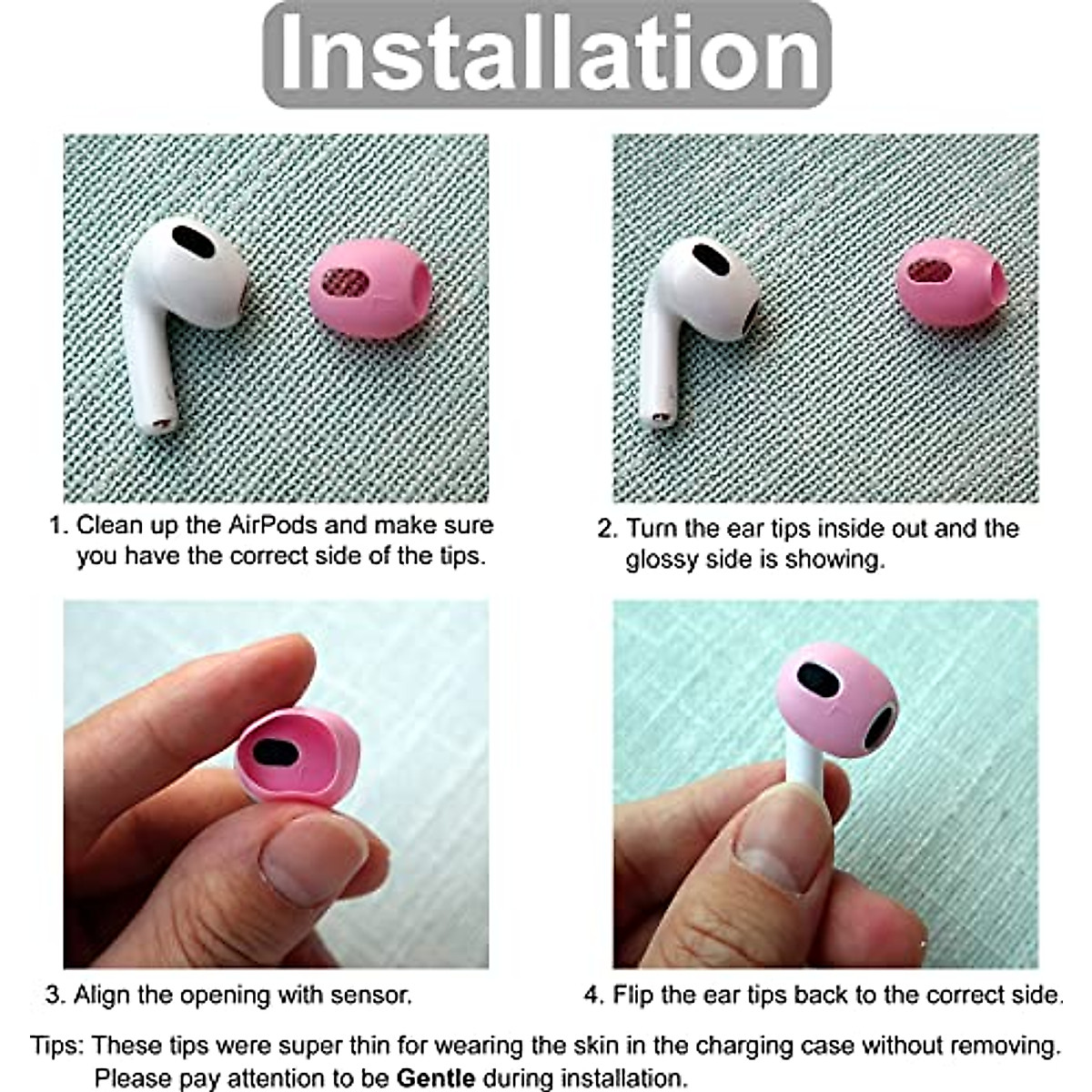 A-Focus 5 Pairs [ Fit in Case ] Compatible with AirPods 3rd Ear Tips Replacement Ultra Thin Grip Tips Anti Slip/Scratch Eartips Earbuds Cover Skin Accessories for New AirPod 3, 3 White 2 Black