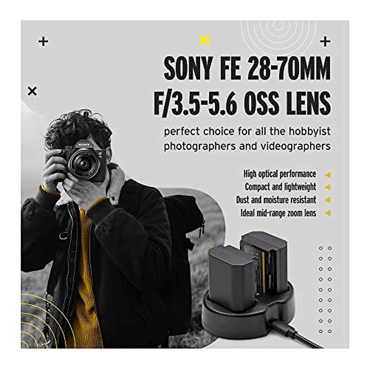 Sony a7 III Full-Frame Mirrorless Camera with 28-70mm Lens Bundle with Lens, Microphone, Memory Card, Case, Cable, Accessory Kit, Battery (2-Pack) and Dual Charger, and Art Suite v.3.0 (9 Items)