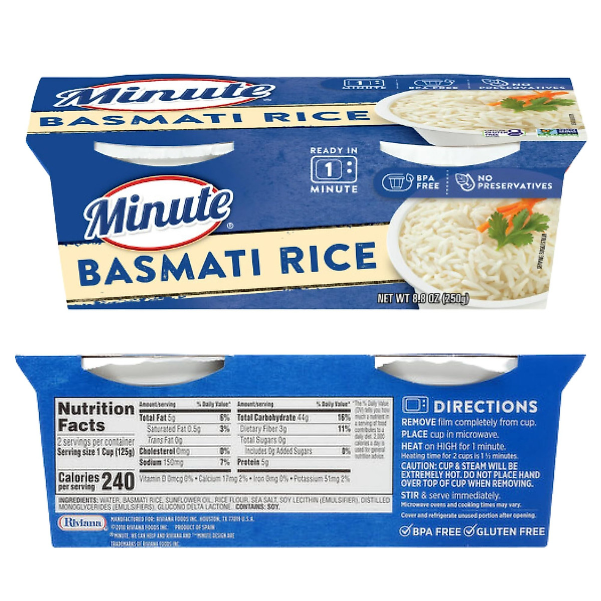 Microwavable Basmati Rice Bundle. Includes Two-8.8 Oz Packages of Minute Microwavable Basmati Rice! Total of 4 Cups of Instant Cooked Rice! Comes With a BELLATAVO Fridge Magnet!