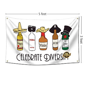 Celebrate Diversity Flag For Room Guys,3x5 ft Banner,Funny Poster Durable Man Cave Wall Flag with 4 Brass Grommets for College Dorm Room Decor,Outdoor Party