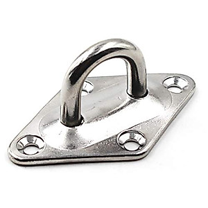 Ceiling Wall Mount Hook Heavy Duty Anchor Diamond Pad Eye Plate 1/4" 6mm 304 Stainless Steel Great for Yoga Swings Hammocks/Boat Rigging/Marine Deck Hardware/Suspension Training Straps