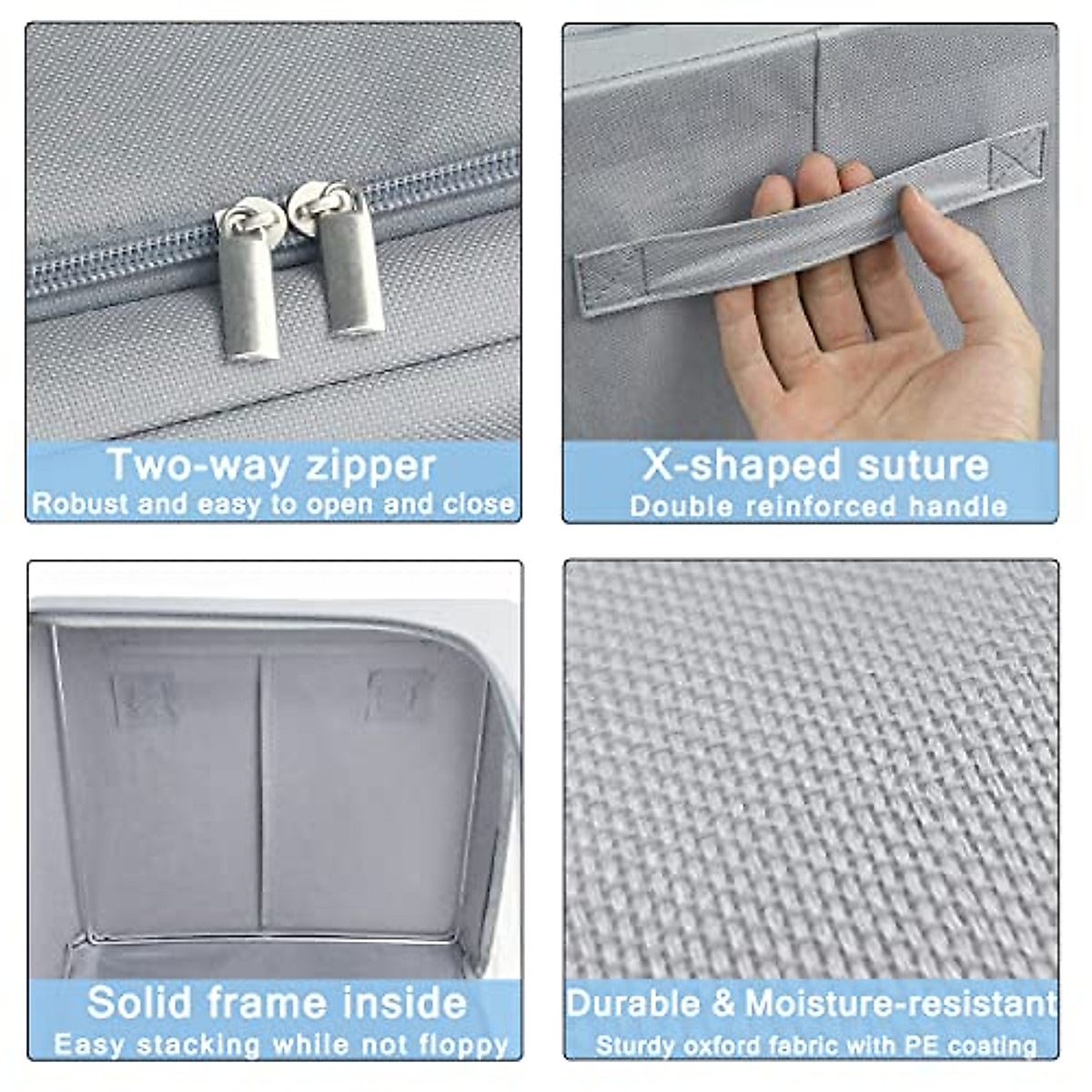 Clothes Storage Bins with Foldable Sturdy Frame and Carrying Handles,Stackable Storage Box for Closet Shelf Organizers for Seasonal Clothing,Blankets,Towel Bed Sheets,Toys Gift Others (Medium -40L x3PACK, Grey)