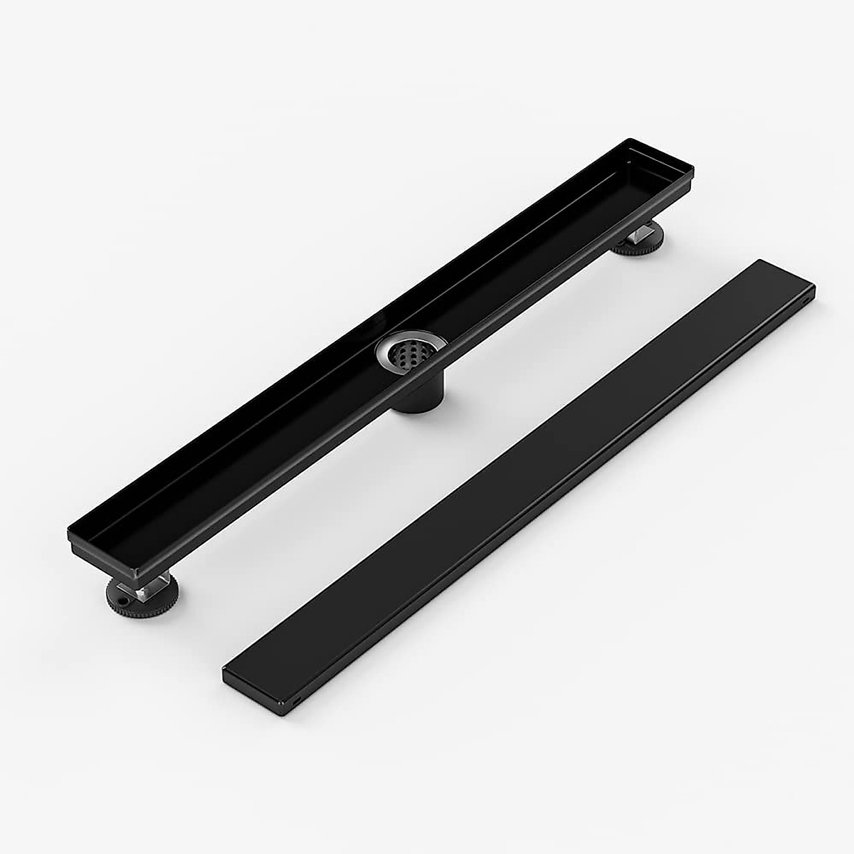 24 Inch Linear Shower Drain, CIFOX Black Rectangular Floor Drain with 2-in-1 Tile Insert Grate Removable Cover, Professional Brushed 304 Stainless Steel CUPC Certified