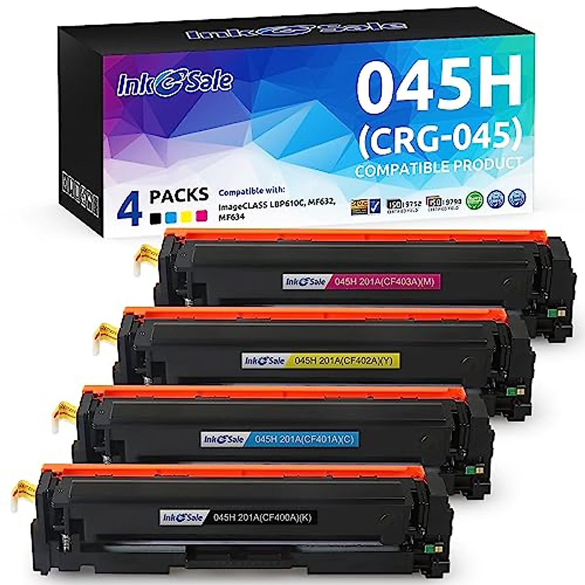 INK E-SALE Compatible Toner Cartridge Replacement for Canon 045H CRG 045 H High Yield K C M Y Color Toner Ink Set for Canon ImageClass MF634Cdw MF633Cdw MF632Cdw MF635Cx LBP612Cdw LBP613Cdw Printer