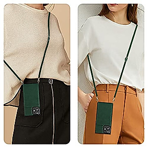 Pretocter Universal for iPhone 12 iPhone 12 Pro Crossbody Wallet Case with Credit Card Holder, Detachable Cross Body Strap Lanyard Kickstand Shockproof Magnetic Leather Phone Cover, 6.1 inch Green