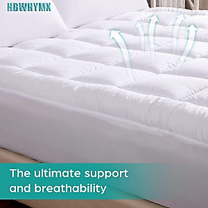 Queen Size Mattress Topper Pillow Top Mattress Protector Quilted Fitted Mattress Pad 8-21" Deep Pocket Cooling Mattress Cover Easy Installation and Care Fitted Sheets (White, 60x80 Inches, Queen)