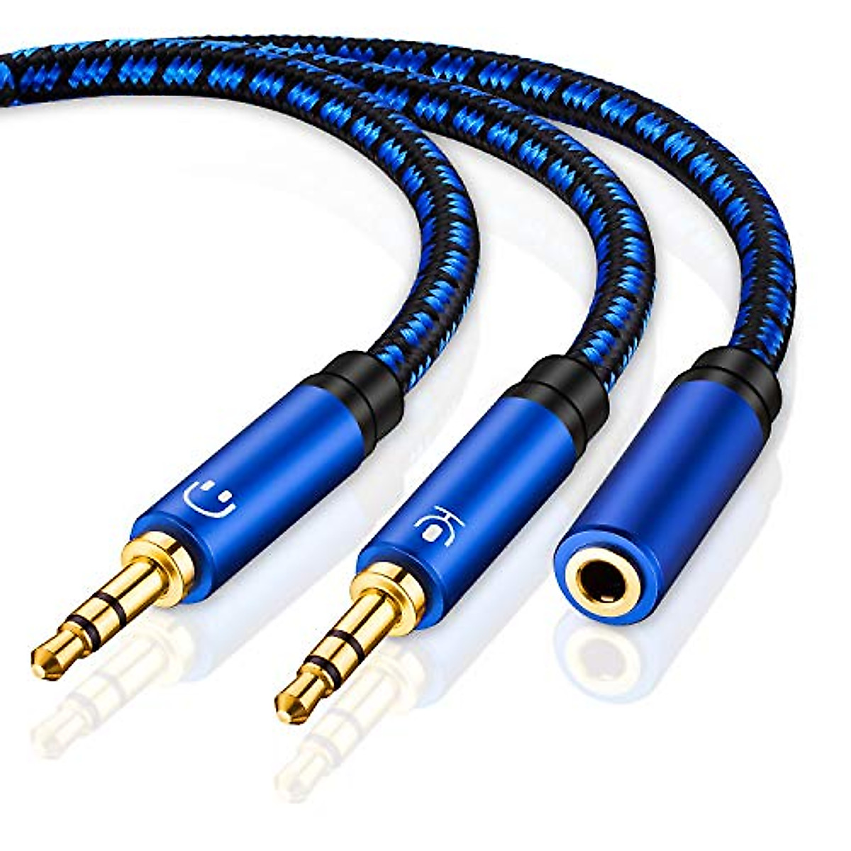 NC XQIN 3.5mm Headphone Splitter Headset Adapter, Headsets Splitter for Computer 3.5mm Female to 2 Dual 3.5mm Male Headphone Mic Audio Y Splitter Cable Smartphone Headset to PC Adapter