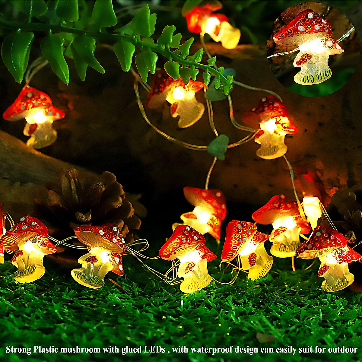 SEMILITS Outdoor Solar String Lights 30LED 21Ft Waterproof Solar Powered Seashell String Lights for Garden Yard Patio Christmas Decorations Warm White