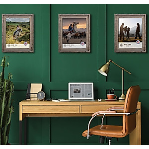 Rustic Barnwood Picture Frames 11x14 - Natural Reclaimed Wood Real Glass Wall Hanging - Handcrafted Vintage Distressed, 1 3/4" Frame Width