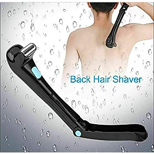 SH-RuiDu Back Hair Shaver, Mens Electric Do-it-Yourself Long Handle Back Hair Shaver, 180 Degrees Foldable & Cordless Design for Men Shaving Groomer Trimmer