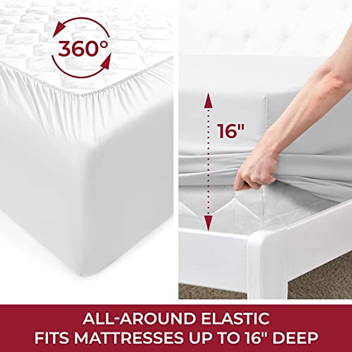 Mellanni King Size Sheets - Iconic Collection Bedding Sheets & Pillowcases - Hotel Luxury, Extra Soft, Cooling Bed Sheets - Deep Pocket up to 16" - Wrinkle, Fade, Stain Resistant - 4 PC (King, White)