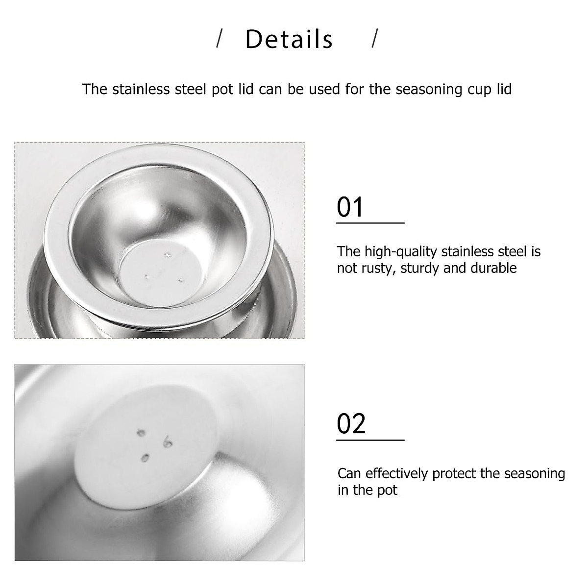 HAKIDZEL 1pc Stainless Steel Sturdy Seasoning Pot Lid Kitchen Gadget for Home Cooking Versatile Cover for Spice Pots and Seasoning Containers