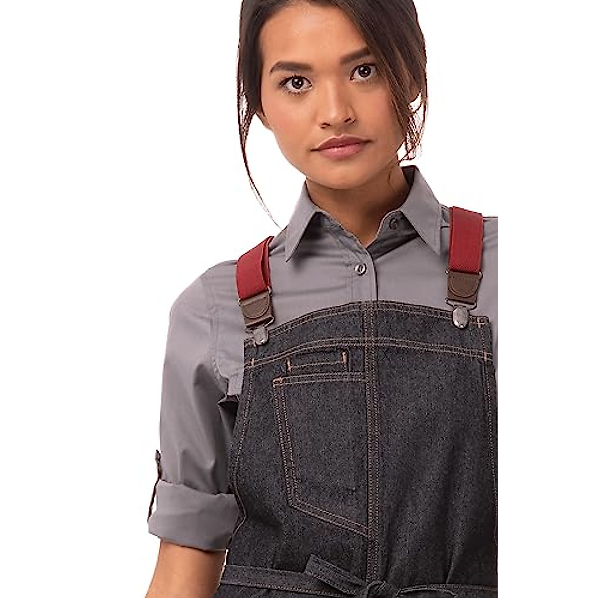 Chef Works Unisex Berkeley Short Bib Apron, Indigo Blue, One Size