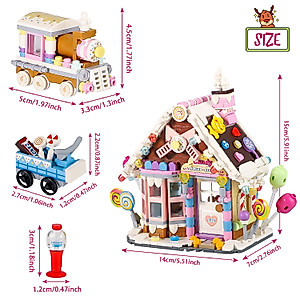 PinkBee Christmas Gingerbread House 2022 Mini Candy Store Building Block Set with Ice Cream Truck Creative Xmas Ornament Toys Kits Micro Bricks for Adults Kids 8-12 6-12 7-9（781Pcs）