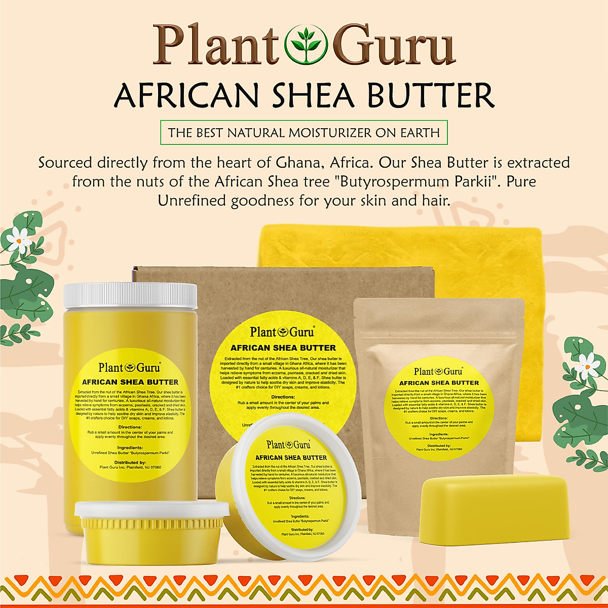 Raw African Shea Butter 16 oz. 100% Pure Natural Unrefined YELLOW - Ideal Moisturizer For Dry Skin, Body, Face And Hair Growth. Great For DIY Soap and Lip Balm Making.