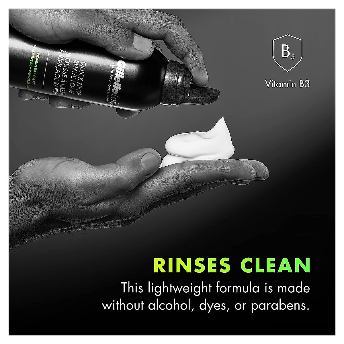 Gillette Labs Quick Rinse Lightweight Shave Foam for Men, Shaving Foam that Helps Protect the Skin, 8.1 OZ