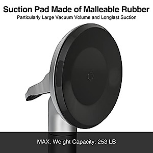 DAILYLIFE Suction Cup Grab Bar Bathroom, Tool Free Shower Handle, Portable Grab Handle for Bathtub, Safety Rail for Handicap Elderly Senior, Quick (Dis) Assemble, Heavy Duty (253 LB), 17 inch Silver