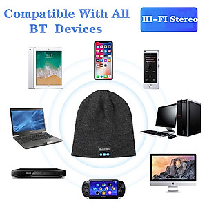 Unisex Wireless Beanie Hat with Exquisite Packaging Wireless Winter Knit Hats Cap(Black)