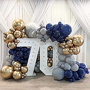 FOTIOMRG 130pcs Navy Blue Balloon Garland Arch Kit, 18 12 10 5 inch Navy Blue Latex Balloons Different Sizes Pack for Graduation Baby Shower Baseball Nautical Wedding Birthday Party Decorations（with