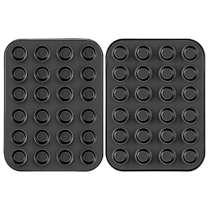 Flexzion Muffin Tray Cupcake Baking Pan 2 Pack, 24-Cup Nonstick Carbon Steel Muffin Tins Non-Stick Cupcake Tin Bakeware Accessories for Baking Cupcakes Muffin Brownies Snacks, Easy Clean, Fridge Safe