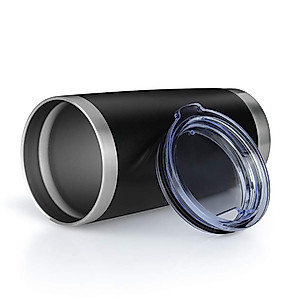 EcoMozz 20oz Tumbler Bulk Stainless Steel Vacuum Insulated Tumblers with Lid Double Wall Travel Mug Durable Powder Coated Coffee Cup, Suitable for Ice Drinks and Hot Beverage (Black 1pack)