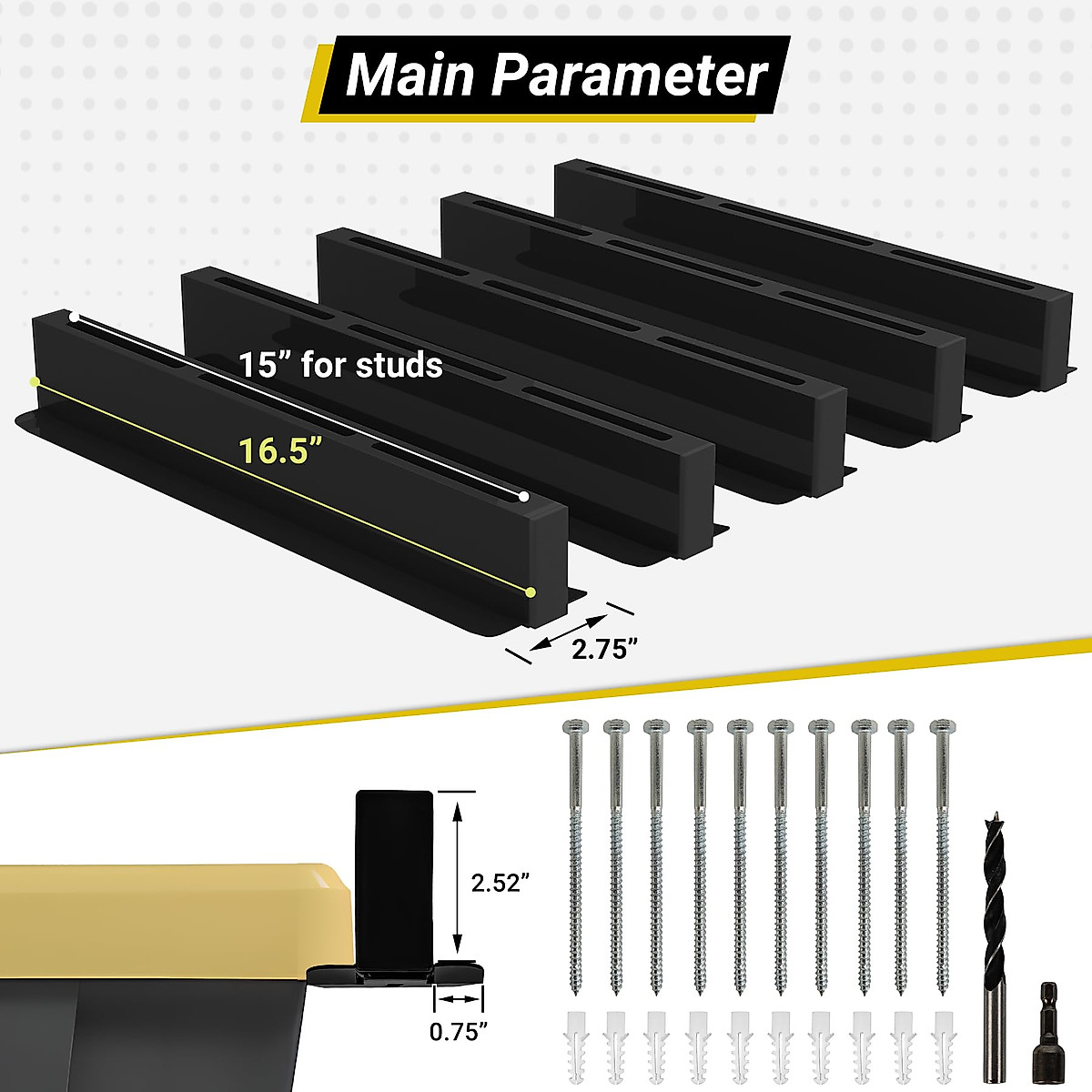 Eastrexon 4-bin Overhead Garage Storage Rack, Heavy Duty Ceiling Storage Racks, Powder Coated Tote Storage Rack for Garages, Sheds, Storerooms (5 PCS, for 4 Bins)