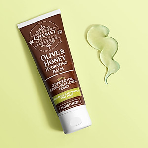 Qhemet Biologics Olive & Honey Hydrating Balm - Moisturizing Hair Balm for Smooth, Soft, Supple Hair - Leave In for Long-Lasting Hydration - Combats Dryness Instantly (4 oz)