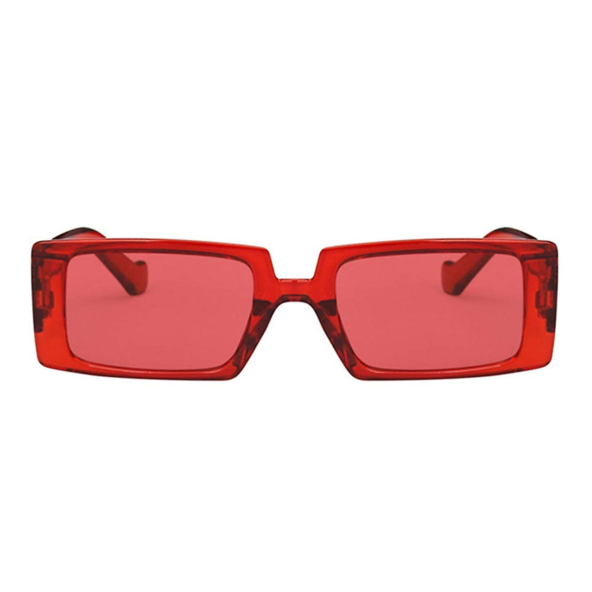 ENTHYI Rectangle Sunglasses for Women Retro 90s Sunglasses Small Narrow Square Frame UV400 Protection (red)