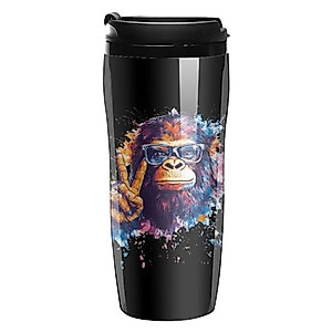 Peace Sign Bigfoot Sasquatch Travel Coffee Mug Reusable Coffee Cup Tumbler with Lid for Outdoor 350ml