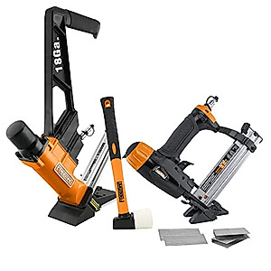 Freeman P2PFK14 Professional Pneumatic Flooring Nailer Kit with Fasteners (2-Piece) L-Cleat Flooring Nailer, 4-in-1 Mini Flooring Nailer and Stapler, and Rubber No-Mar Mallet