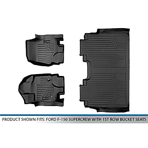 MAXLINER Custom Fit Floor Mats 2 Row Liner Set Black Compatible with 2015-2022 Ford F-150 SuperCrew Cab with 1st Row Bucket Seats