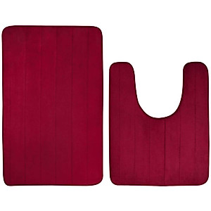JDYYICZ Memory Foam Bathroom Rugs 2 Piece Bath Mat Set Soft Non-Slip and Absorbent Microfiber Bath Rug and U-Shaped Toilet Mat 32"x20"+24"x 20"