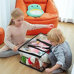 Vieshful 4 Pack Clear Clothes Storage Bag, 40L Zippered Closet Organizer, Plastic Storage Containers Moving bags for Comforter, Blanket, Bedding, Duvet, Toys