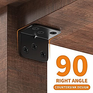 18PCS L Bracket Small Shelf Bracket, Heavy Duty L Brackets for Shelves, Premium Corner Bracket Angle Bracket, Black Metal Corner Brace for Wood Furniture Cabinet +108 Screws (1.5x1.1x1.1 inch)