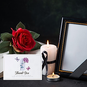 WATINC 60pcs Funeral Thank You Cards with Envelopes and Stickers, Purple Butterfly Bereavement Card Express Your Condolences, Memorial Sympathy Cards with Message Inside for Beloved Friends Family
