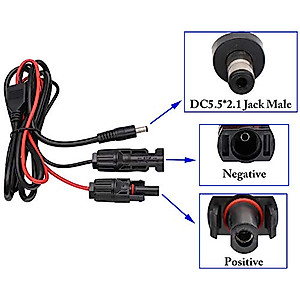 zdyCGTime Solar Adapter Male and Female to DC 5.5mm x 2.1mm Male Solar Power Extension Cable for Solar Panel and Portable Generator Connector to DC Solar Panel Connector Adapter Cables, 1.5m 16AWG.
