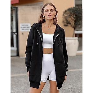 Zeagoo Women Winter Soft and Comfortable Long Fashion Hoddie Sweatshirt,Black,XX-Large