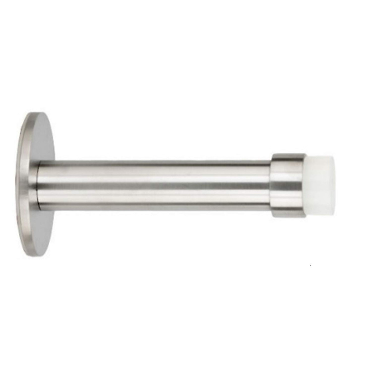 Adhesive Door Stop for Wall Mounting | Length: 3,5" | Stainless Steel | White Rubber | Anti Shock Absorber | 040128ADAM | EVI Hardware