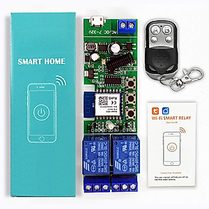 Newgoal 2 channelsWiFi Wireless Smart Switch Inching Self-locking Relay Module, be applied to access control Tuya SmartLife APP,DIY WIFI Garage Door Opener With 433 MHz RF remote control