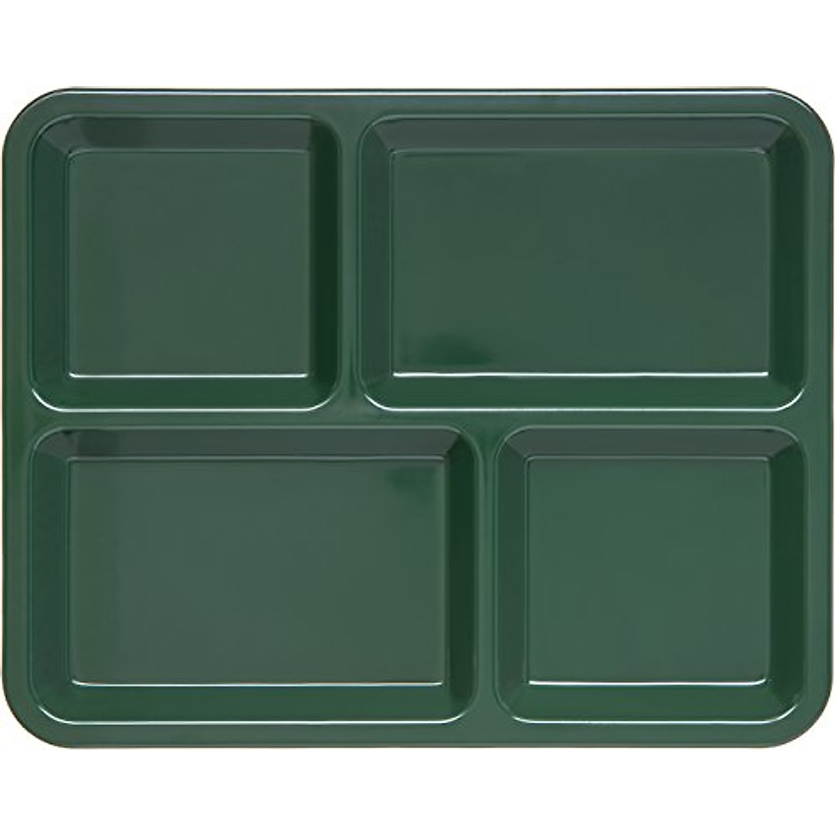 Carlisle FoodService Products Right Hand 4-Compartment Cafeteria / Fast Food Tray, 8.5" x 11", Forest Green (Pack of 12)