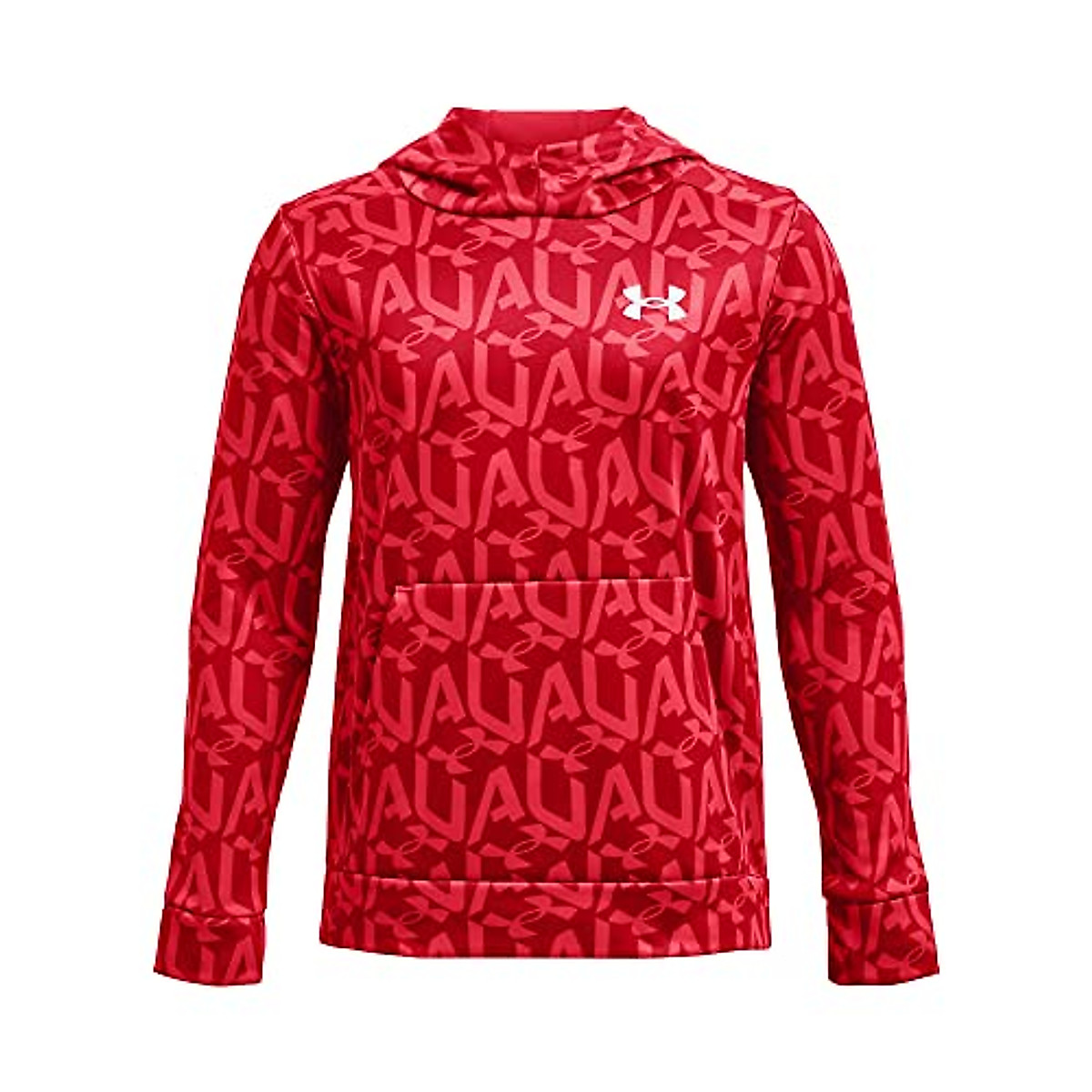 Under Armour Boys ArmourFleece Branded Hoodie, (890) Radio Red/Radio Red/White, Youth Large
