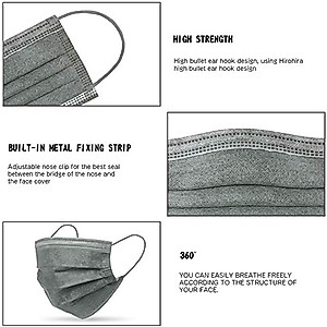 100 Pack Grey Individually Wrapped Disposable Face Mask,3-Layer Masks with Elastic Ear Loops for Children,Breathable and Comfortable Non-woven Face Mask for Daily Protection