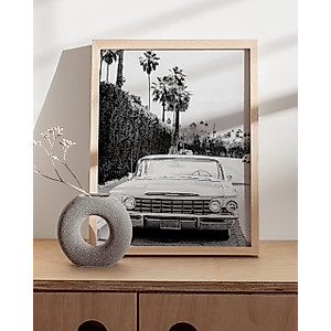 Haus and Hues Black and White Car Poster - Black and White pictures for Wall Decor Car Prints and Posters Wall Art, Car Pictures for Wall (Beige Framed, 12x16)