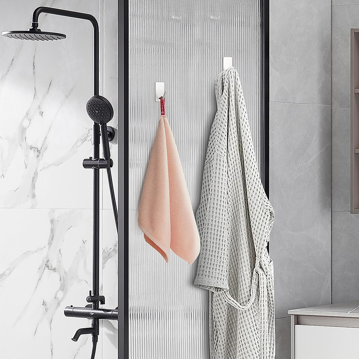 Happyiren 12 Pack Strip Hooks, Wall Utility Hanger, Adhesive Stainless Steel Coat Holder Support Hack, Hanging Heavy Duty Robe Towel Cloth Hat Scarve Bag Accessories Wreath, No-Drilling