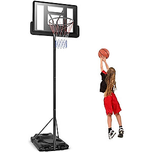 Giantex Portable 10Ft Basketball Hoop Outdoor, Height Adjustable 8.5-10 Ft 39 Inch Backboard Basketball Goal, Suit for Court, Driverway, Garage, Outdoor Indoor Basketball Stand for Kids, Youth, Junior