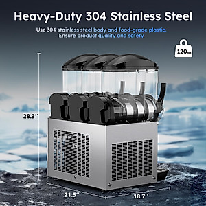 Commercial Slushy Machine, 3 Tank 45L Margarita Machine, Slush Frozen Drink Machine with Automatic Cleaning, Stainless Steel Margarita Smoothie Slushie Machine for Restaurant Bar Party
