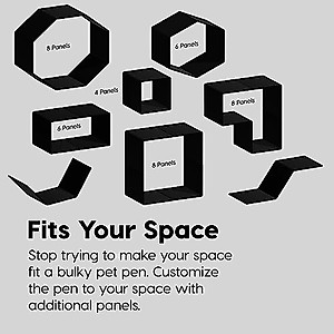 IRIS USA 24" Dog Playpen, 4-Panel Pet Playpen, Puppy Playpen, Indoor/Outdoor Dog Pen, 35 x 35 x 24, Foldable, Fold It Down, Easy Storing, Customizable, Black